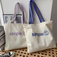 China Custom Eco Totebag Printing Reusable Cotton Canvas Shopping Bag with Letter Pattern for sale