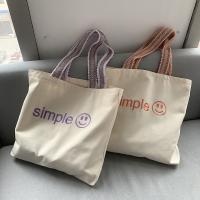 China Custom Eco Totebag Printing Reusable Cotton Canvas Shopping Bag with Letter Pattern for sale