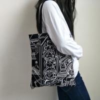 China Custom Printed Canvas Tote Bag Letter Print Cotton Eco-Friendly Shopping Bag for sale