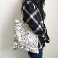 China Custom Printed Canvas Tote Bag Letter Print Cotton Eco-Friendly Shopping Bag for sale