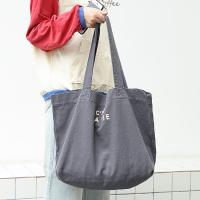 China Eco Friendly Canvas Casual Tote Shoulder Shopping Bag with Logo and Pattern Type for sale
