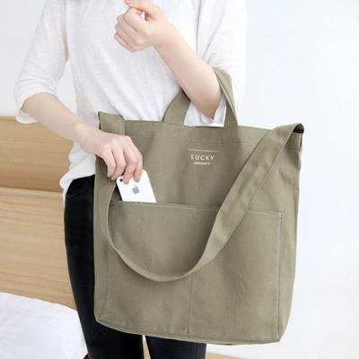 China Medium Size Fashionable Reusable Canvas Cotton Tote Bags for Eco Friendly Shopping for sale