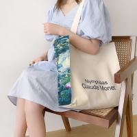 China Customized Letter Print Cotton Tote Bag for Medium-Sized Grocery Shopping Necessities for sale