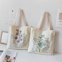 China Medium Size Eco Friendly Reusable Cotton Shopping Bag with Letter Pattern for sale