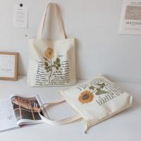 China Medium Size Eco Friendly Reusable Cotton Shopping Bag with Letter Pattern for sale