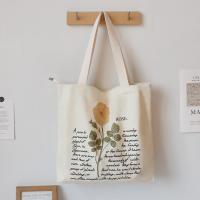 China Medium Size Eco Friendly Reusable Cotton Shopping Bag with Letter Pattern for sale
