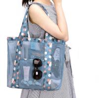 China Fashion Travel Handbags Clear Mesh Shoulder Bag Transparent Tote Beach Bag for Benefit for sale