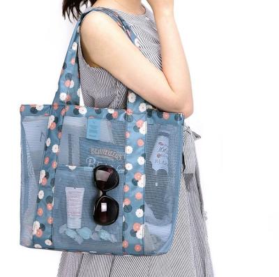 China Fashion Travel Handbags Clear Mesh Shoulder Bag Transparent Tote Beach Bag for Benefit for sale