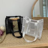 China 2022 Customized Fashion Print Large Mesh Tote Bag Women's Beach Bag with Hollow Out for sale