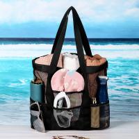 China Custom Logo Black Shell Collection Large Nylon Portable Mesh Beach Tote Bag for Women for sale