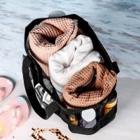 China Custom Logo Black Shell Collection Large Nylon Portable Mesh Beach Tote Bag for Women for sale