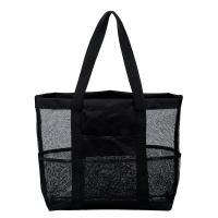 China Custom Logo Black Shell Collection Large Nylon Portable Mesh Beach Tote Bag for Women for sale