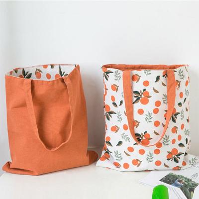 China Custom Logo Medium Size Foldable Cotton Canvas Tote Bag for Grocery Shopping for sale