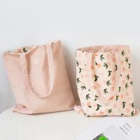 China Custom Logo Medium Size Foldable Cotton Canvas Tote Bag for Grocery Shopping for sale