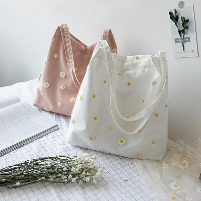 China OEM/ODM Accepted Custom Logo Direct Embroidered Medium Size Shopping Cotton Tote Bag for sale