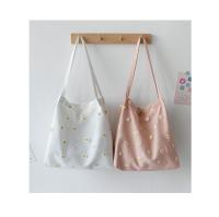 China OEM/ODM Accepted Custom Logo Direct Embroidered Medium Size Shopping Cotton Tote Bag for sale
