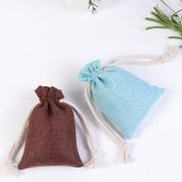 China Eco-friendly Custom Logo Printed Linen Pouch Jute Burlap Drawstring Gift Bag for sale