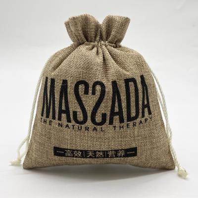 China Custom Logo Jute Drawstring Pouch for Daily School Life Essentials and Organization for sale