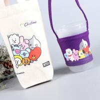China Personalized Mini Coffee Milk Cup Holder Canvas Drink Carrier Tote Bag Customized Logo for sale