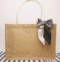 China Eco-Friendly Jute Shopping Bags with Customized Printed Logo and Leather Handles for sale