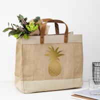 China Daily School Life Recycled Custom Jute Bag Burlap Jute Tote Bags With Leather Handles for sale