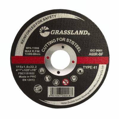 China 115X1X22.2, Thinner Design GRASSLAND 115mm Cutting Wheel for Faster and Cleaner Cuts on Steel and Stainless Steel INOX for sale