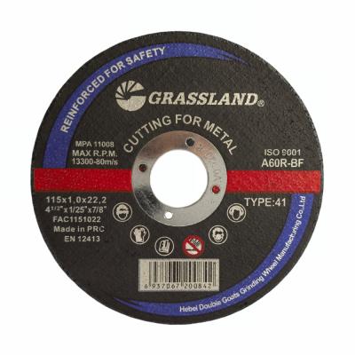 China 115 X 1 X 22.2 MM Metal Grinding Discs with Multilevel Glass Fiber Mesh and Resin Bonded Material for sale