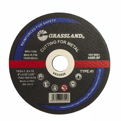 China 105 X 1 X 16 MM Metal Grinding Discs with Multilevel Glass Fiber Mesh and Resin Bonded Material for sale