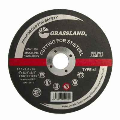 China 4 inch Inox Grinding Discs for Straight and Chip-Free Cuts 105mm x 1mm x 16mm Continuous Wheel Blade Tough Aluminum Oxide Abrasive 80 m/s for sale