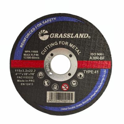 China GRASSLAND  Resin Abrasive Metal Cutting Discs for Stainless Steel 115 X 3.2 X 22.2 Angle Grinder for sale