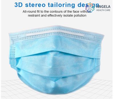 China Surgical 3 Ply Earloop Face Mask For Patient Protection,Blue Disposable Face Mask for sale