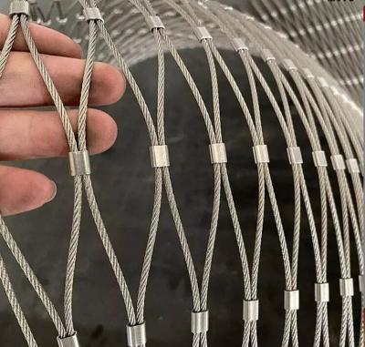China Customized Silver Stainless Steel Rope Mesh Recyclable Maintenance Free for Architectural Protection for sale
