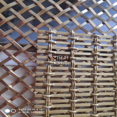 China Powder Coating Golden Color Architectural Stainless Steel Decorative Wire Mesh Curtain for sale