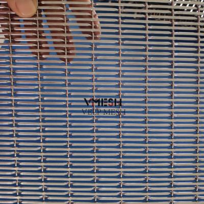 China Architectural Flat Crimped Woven Wire Mesh Stainless Steel Decorative Wire Grilles for sale