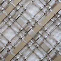 China Gold Painted Architectural Metal Mesh Decorative Woven Wire Pattern Strip Mesh Panels for sale