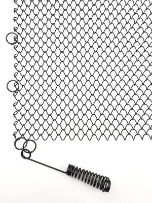 China Powder Coated Black Mesh Curtain Safety Fireplace Screen Curtain for sale