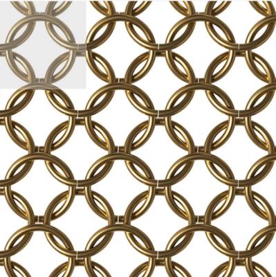 China Gold and Silver Stainless Steel Dcorative Ring Mesh Curtain Chain Drapery Fabric for sale