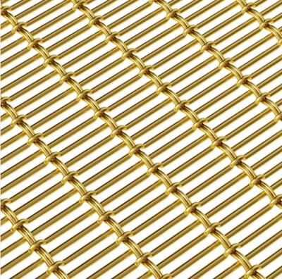 China Gold Color Architectural Decoration Stainless Steel Woven Cable Rod Wire Mesh Sheet for sale