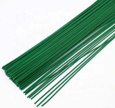 China Painted Green Color Cut Iron Craft Floral Wire 40cm 22 Gauge For Florist Flower Stems for sale