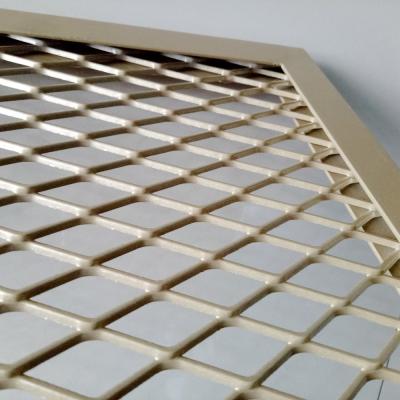 China 2mm Length 1m Expanded Aluminium Mesh Golden Color Ceiling Exterior Wall Decorative for sale