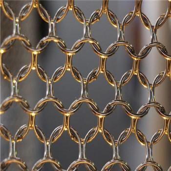 China Golden 1.2mm Aluminum Chain Link Mesh Curtain Powder Coated for sale