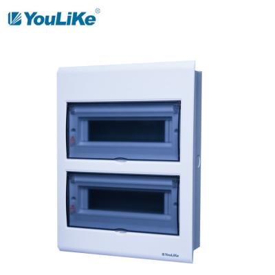 China Flush Mounted Plastic MCB Box 24 Way Protection Level IP40 Distribution Board for sale