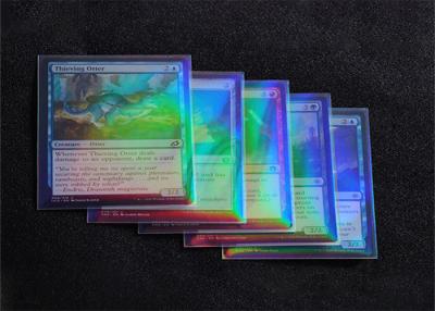 China Thickness Custom Double Clear Holographic Card Sleeves Rainbow Effects for sale