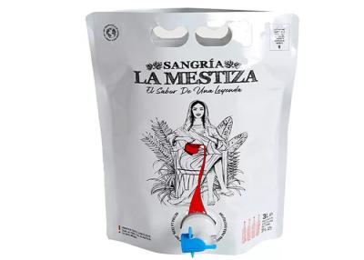 China Sangria Stand Up Food Grade 3L BIB Pouch Aluminum Foil Butterfly Valve for sale