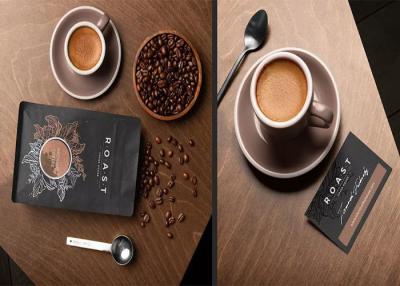 China 8 Sides Sealing Bag Black Coffee Pouch , Kraft Paper Coffee Bags With Air Valve for sale