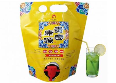 China Customized Juice/Wine Packaging Stand Up Spout Bag With Vitop Tap Double Bottom for sale