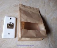China Laminated Brown Craft Paper Bags With Transparent Window In Front For Garment for sale