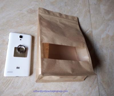 China Laminated Brown Craft Paper Bags With Transparent Window In Front For Garment for sale