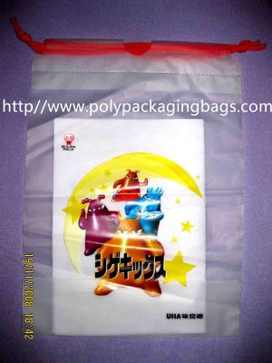 China Promotional Candy / Cookies / Chocolate Drawstring Plastic Bags With Cartoon Printing for sale