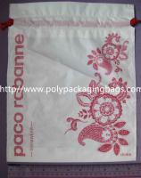 China Small Recyclable White Plastic Drawstring Bags with Flower Printed For Underwear for sale